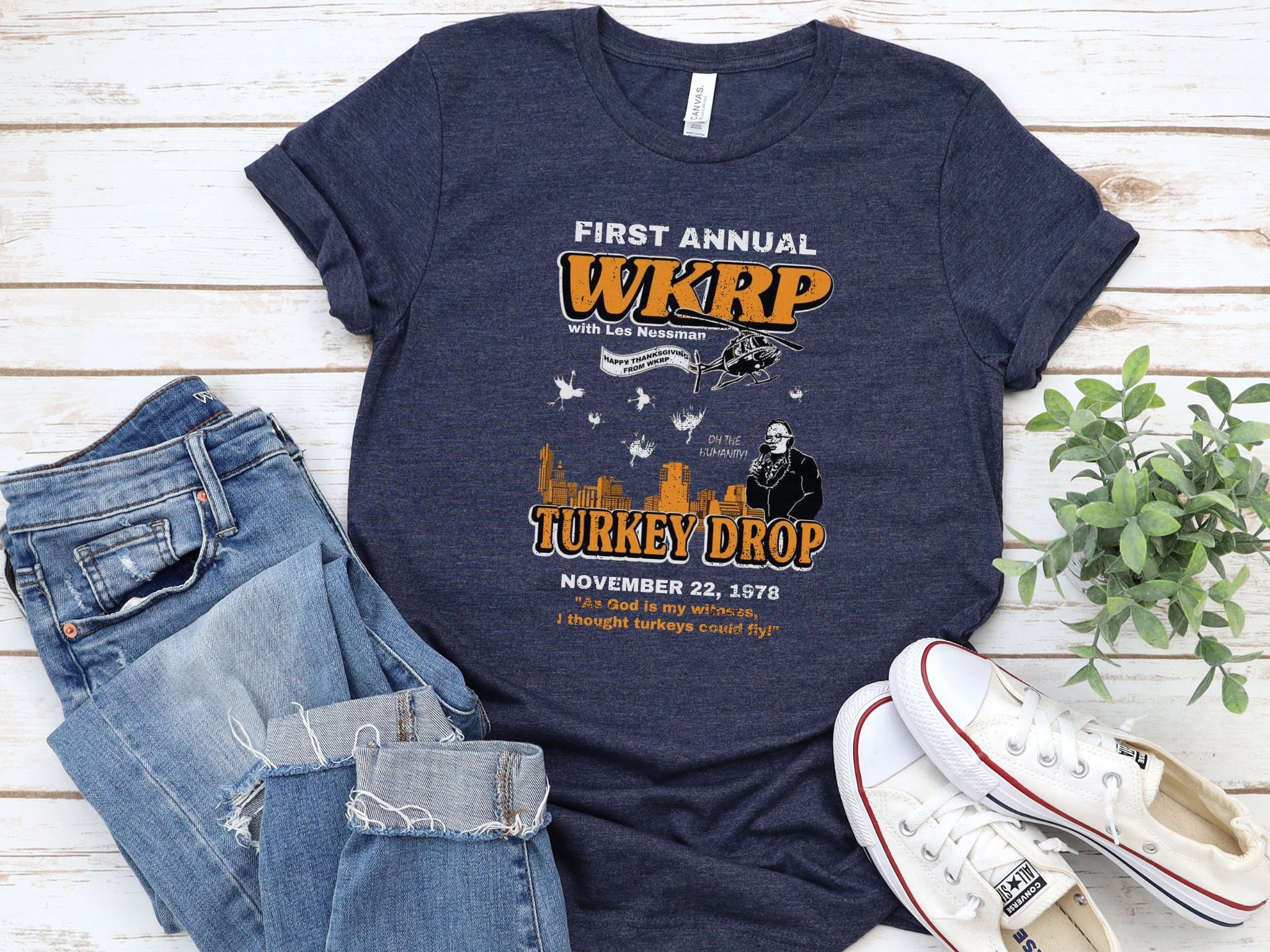 WKRP Turkey Drop Shirt, WKRP Thanksgiving Turkey Drop Crewneck Tee ...