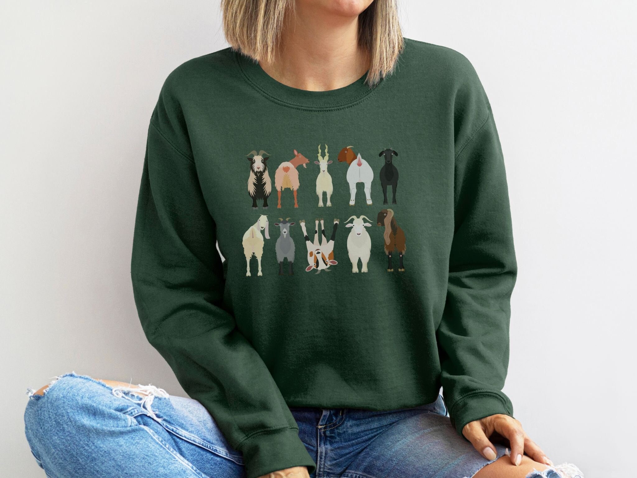 Goat Sweatshirt, Goat Lover Shirt, Cute Goats Crewneck, Farm Animal ...