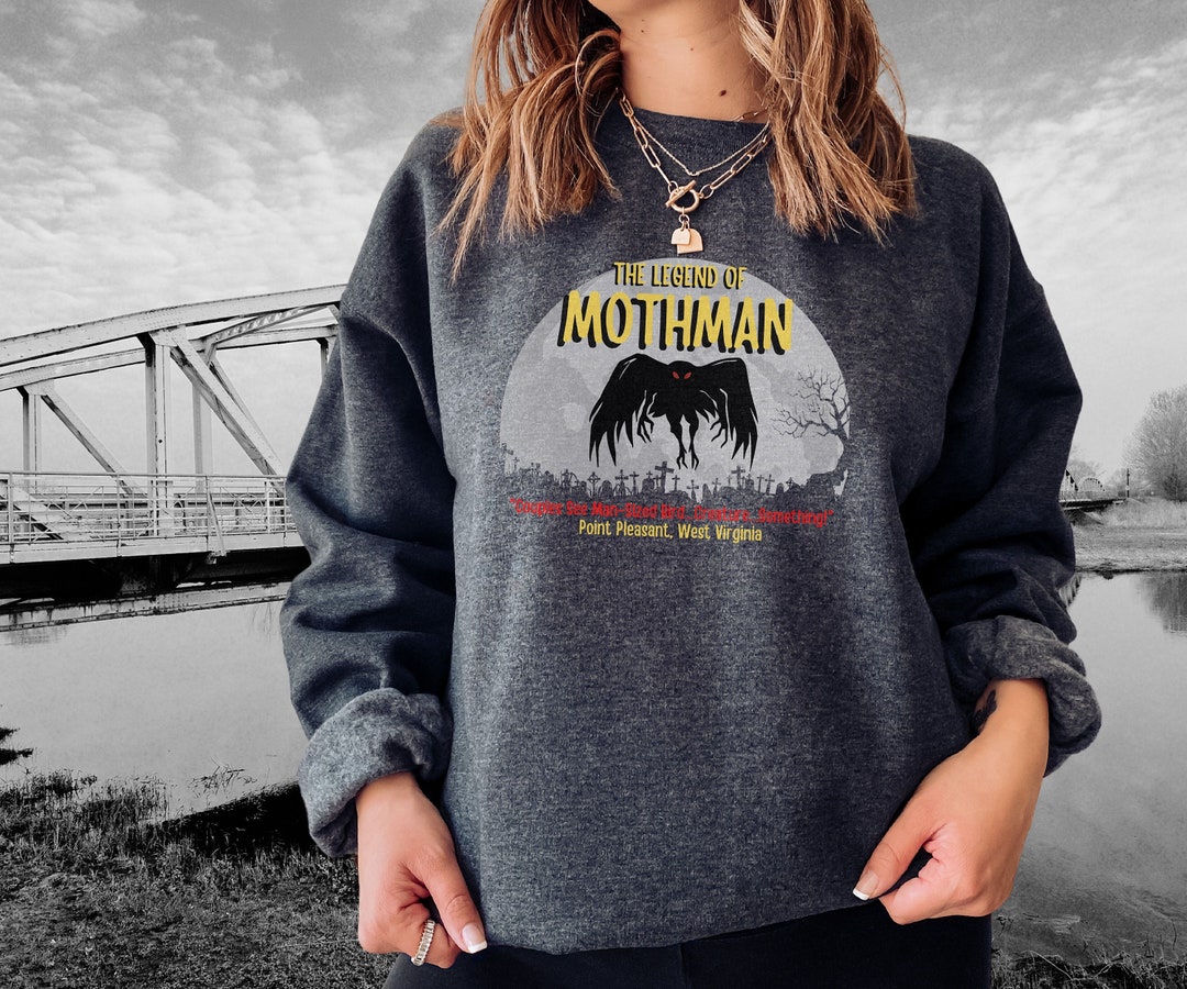 Mothman Sweatshirt - Cryptozoology Cryptid Shirt - Point Pleasant WV ...