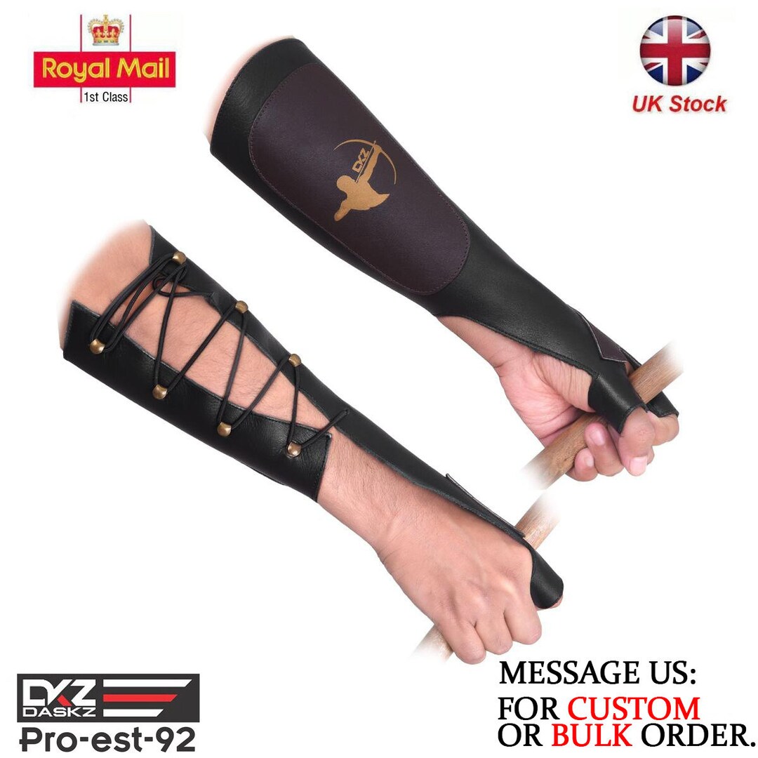Daskz Leather Archery Arm Guard Protective Forearm Bracer for Shooting ...
