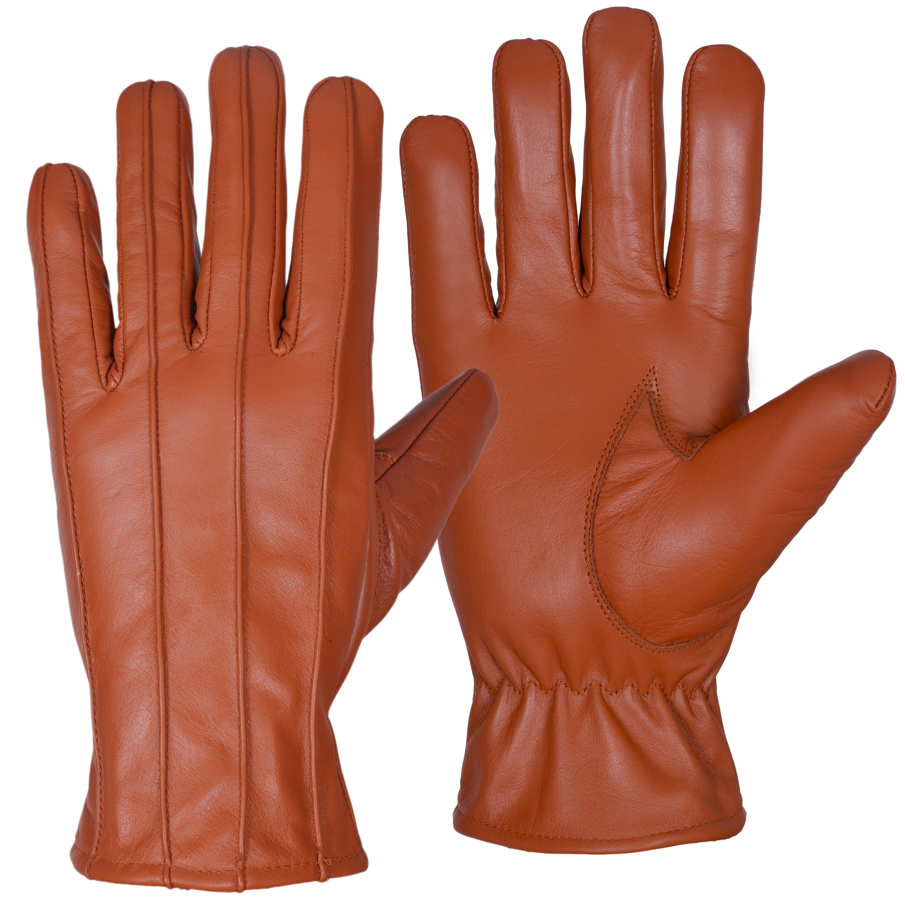 MENS Leather Gloves Soft Feel Fully Lined Fleece Winter Warm Outdoor ...