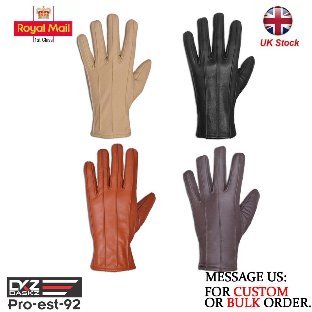 MENS Leather Gloves Soft Feel Fully Lined Fleece Winter Warm Outdoor ...