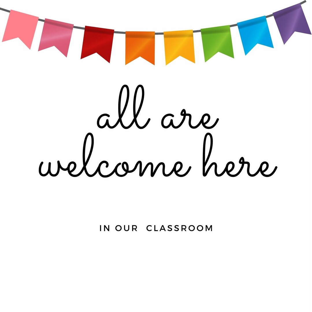 All Are Welcome Rainbow Classroom Sign - Etsy