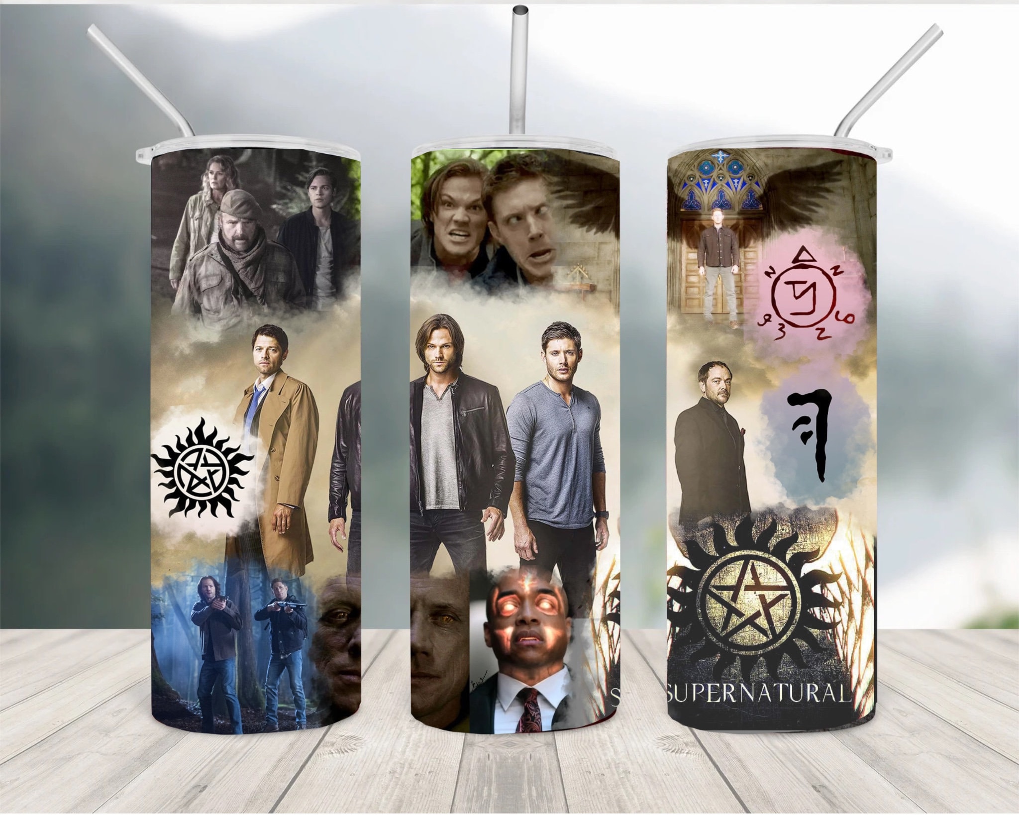 Supernatural TV Show, Dean Winchester, 20oz Skinny Tumbler Sublimation ...
