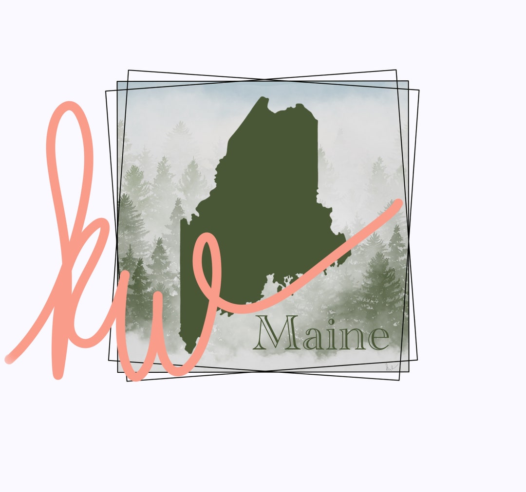 Maine, State of Maine Design, Trees Landscape, Png Svg, Digital ...
