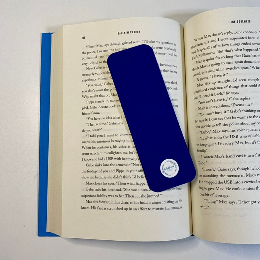 Blue Floral Bookmark, Double Sided Bookmark, Book Club Gift, Book Lover ...
