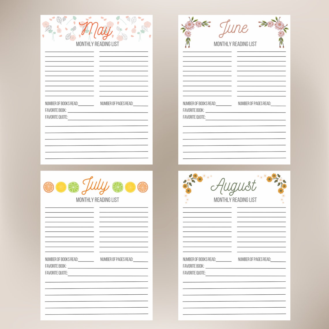 Monthly Wrap up Book Journal Sticker Sheet-set of 12 , Reading Journal ...