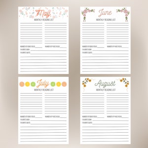 Monthly Wrap up Book Journal Sticker Sheet-set of 12 , Reading Journal ...