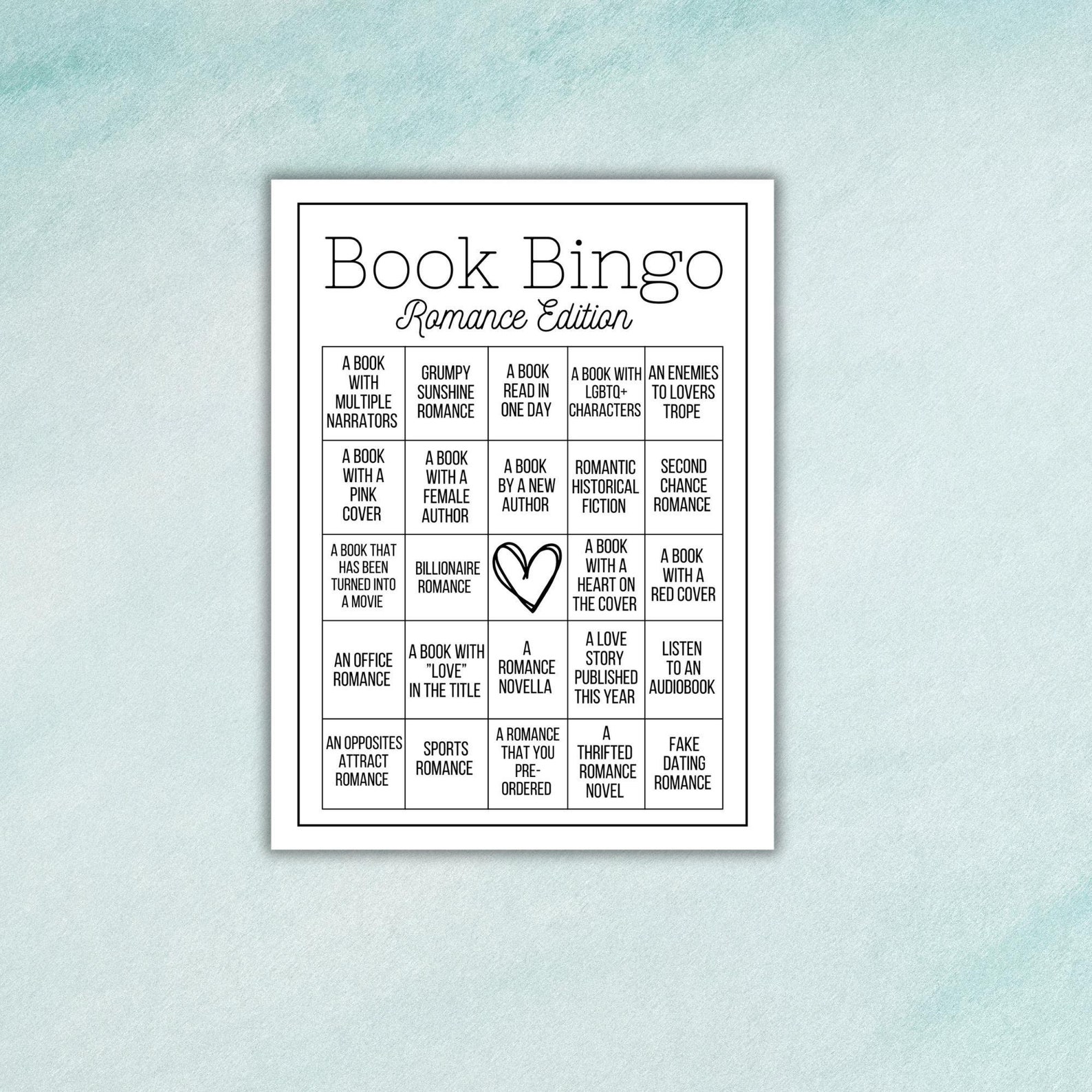 Book Bingo Sticker-romance Edition, Book Journal Sticker, Reading ...