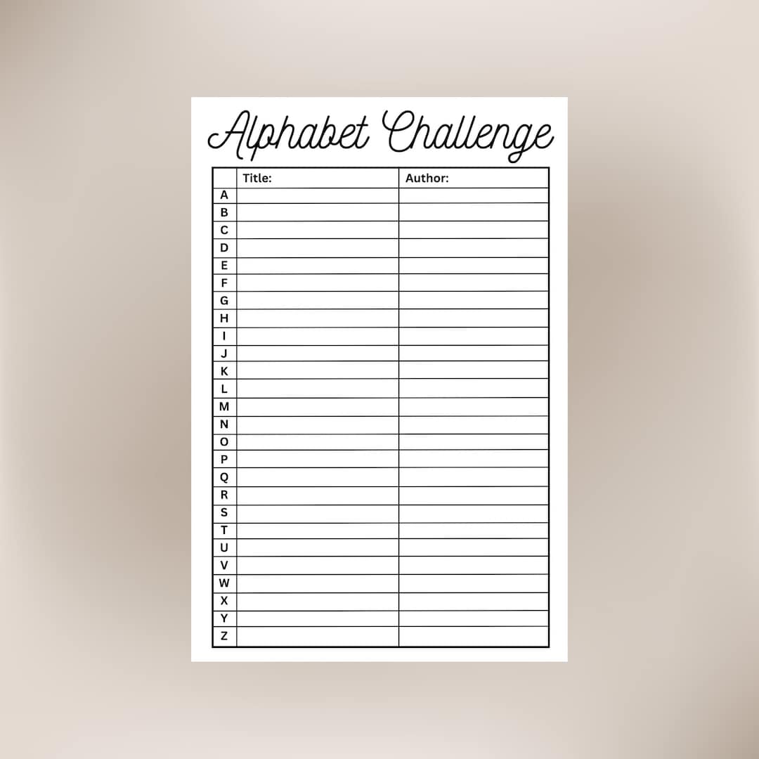 Alphabet Challenge Sticker, Book Journal Sticker, Reading Journal, A to ...