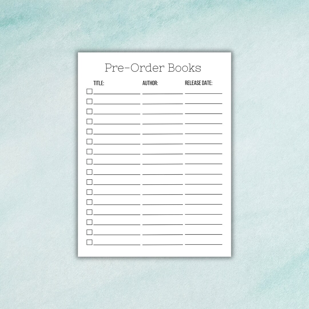 Pre-order List Sticker Sheet, Book Journal Sticker, Reading Journal ...