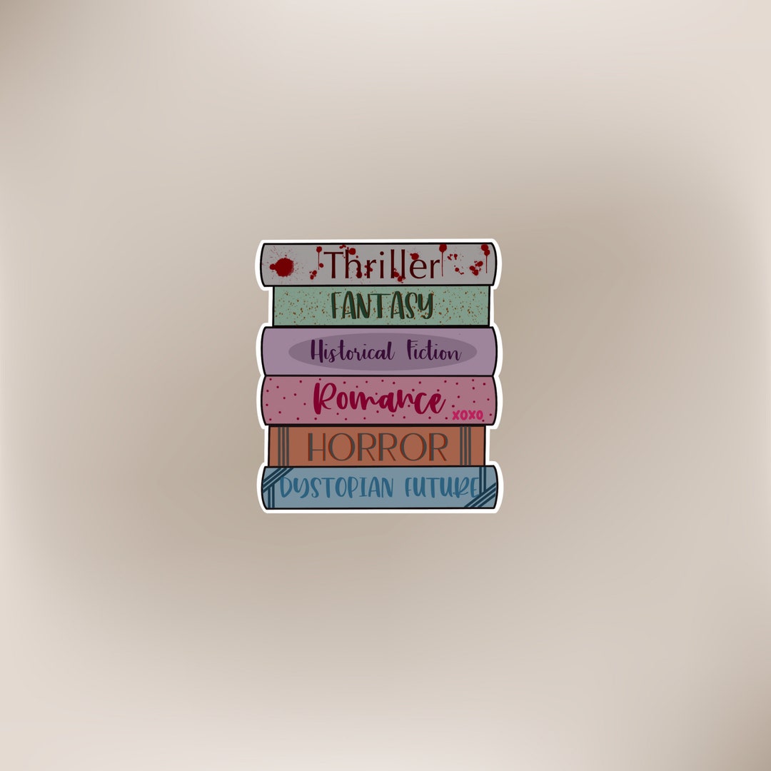 Book Genre Sticker, Book Stack Sticker, Book Lover Sticker, Book ...