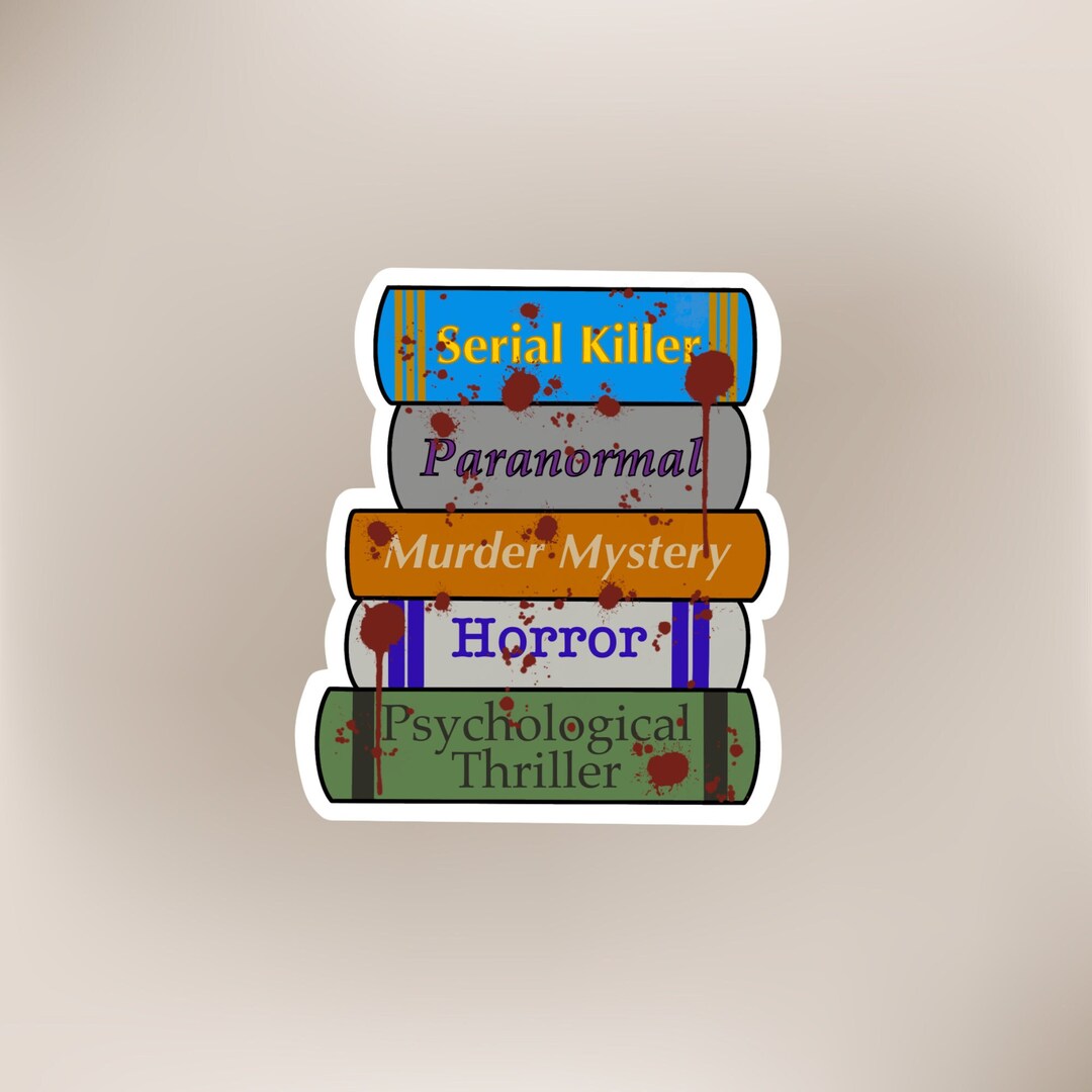 Thriller Book Genre Sticker, Book Stack Sticker, Book Lover Sticker ...