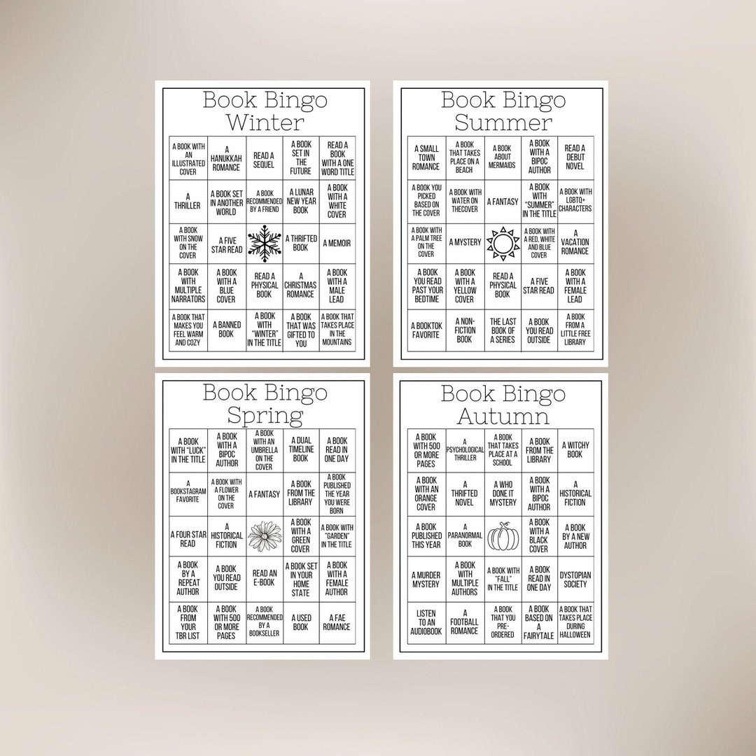 Book Bingo Sticker-seasonal, Book Journal Sticker, Reading Journal ...