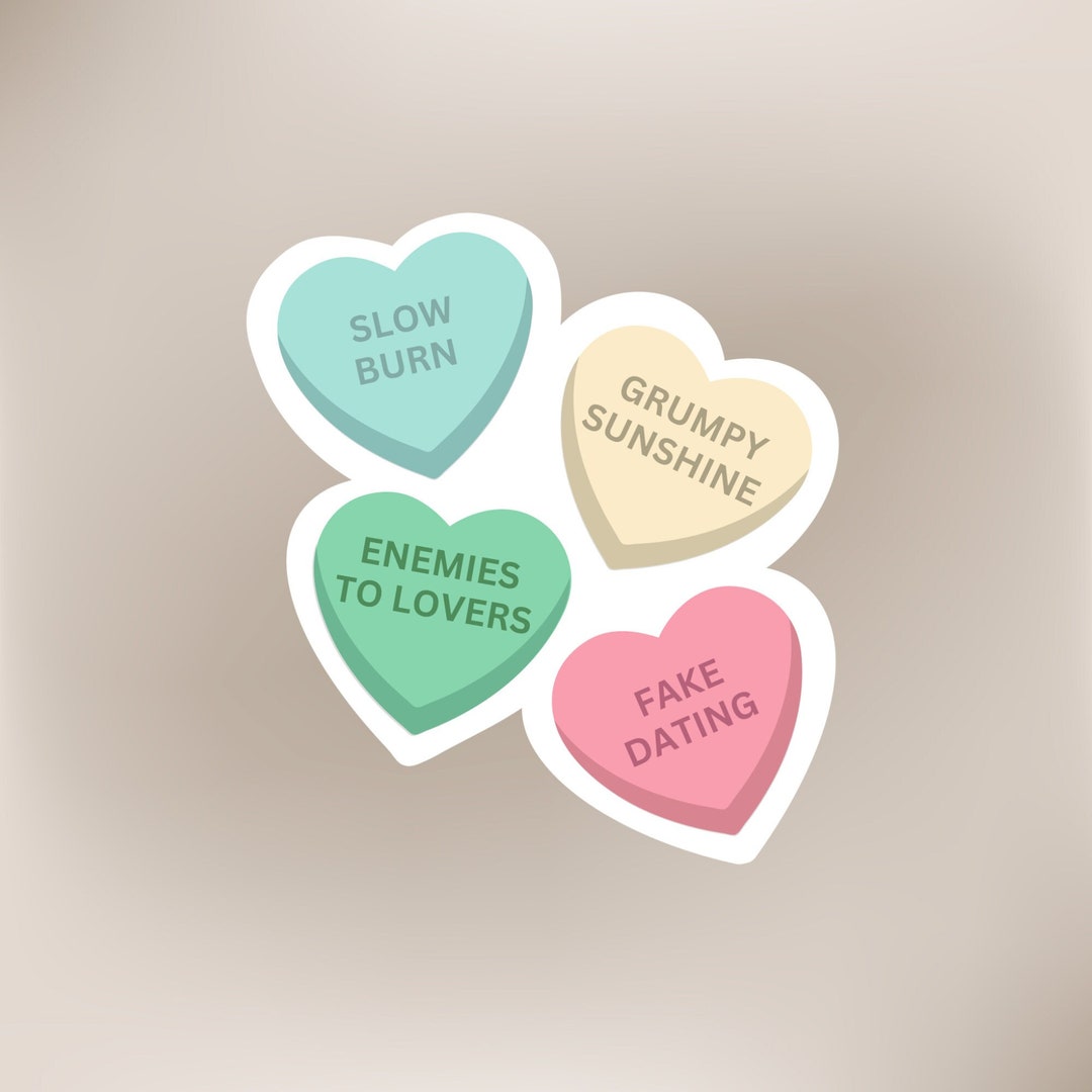 Candy Hearts Sticker, Romance Book Sticker, Romance Trope Sticker, Book ...