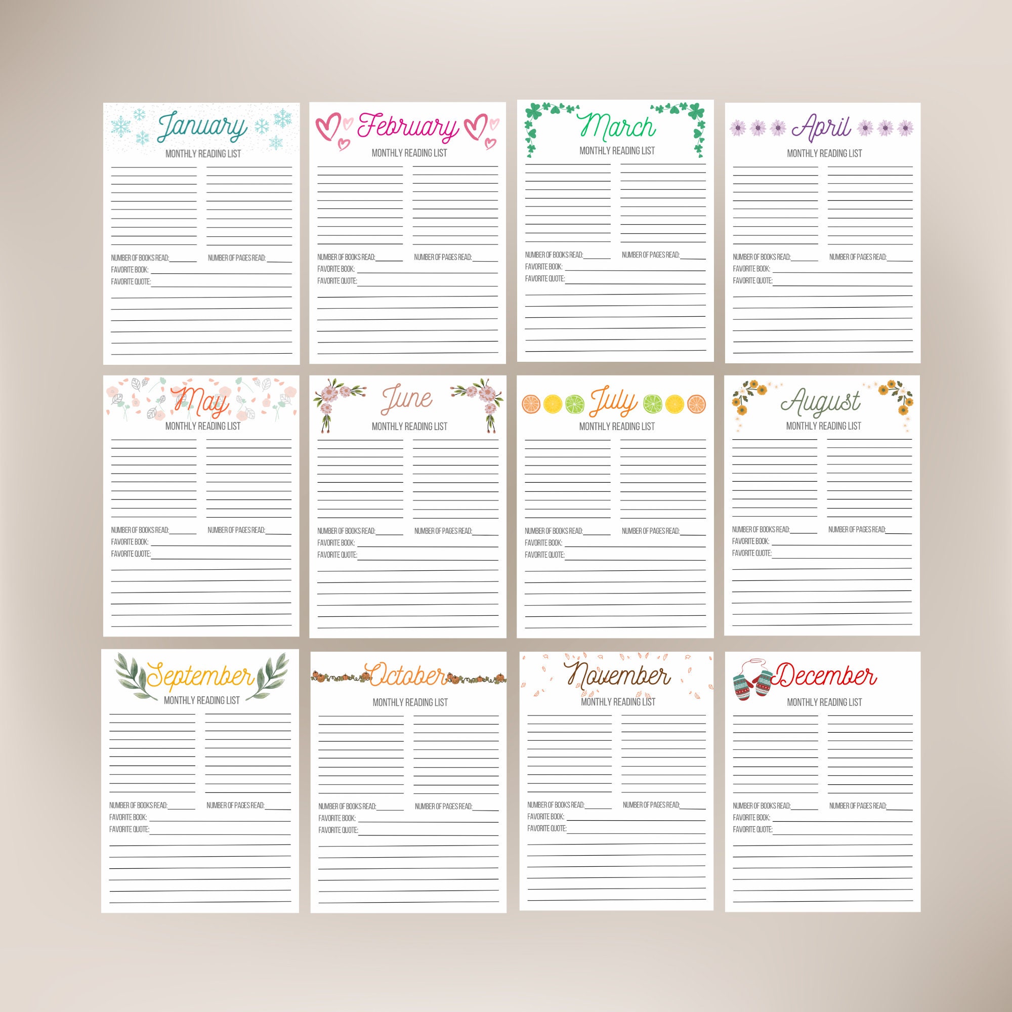 Monthly Wrap up Book Journal Sticker Sheet-set of 12 Reading - Etsy