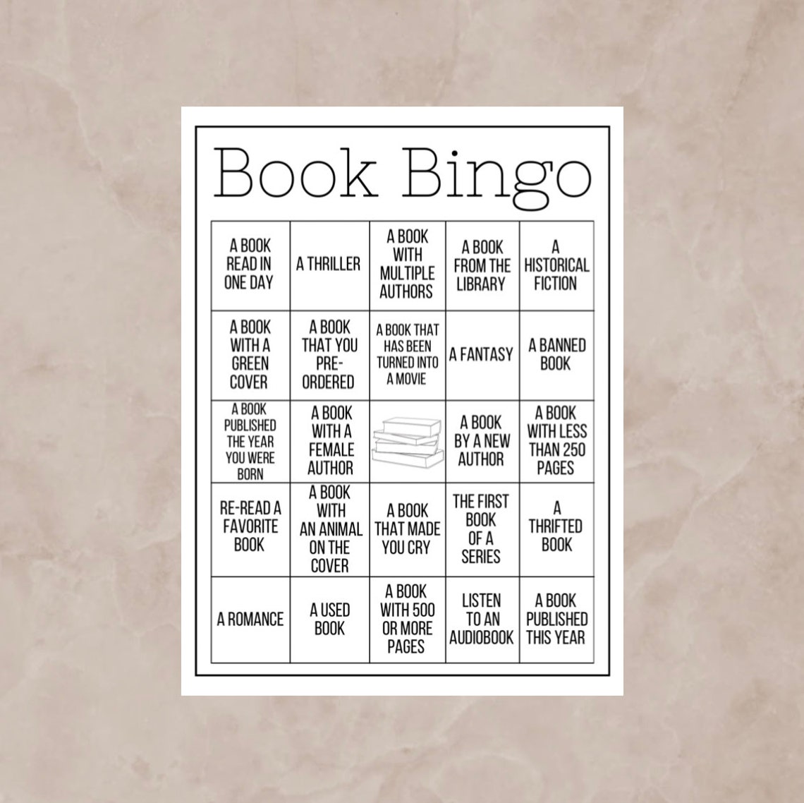 Book Bingo Sticker Book Journal Sticker Reading Journal - Etsy