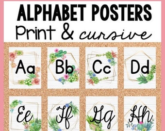 Eucalyptus Farmhouse Alphabet Posters, Print and Cursive, Digital ...