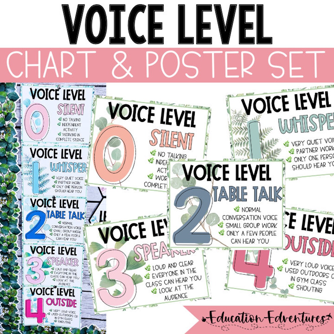 Botanical Voice Level Chart EDITABLE Voice Volume Levels - Etsy