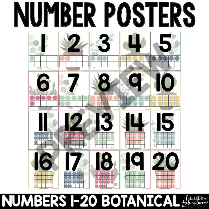 Botanical Ten Frame Number Posters | Tally Marks Base 10 Classroom ...