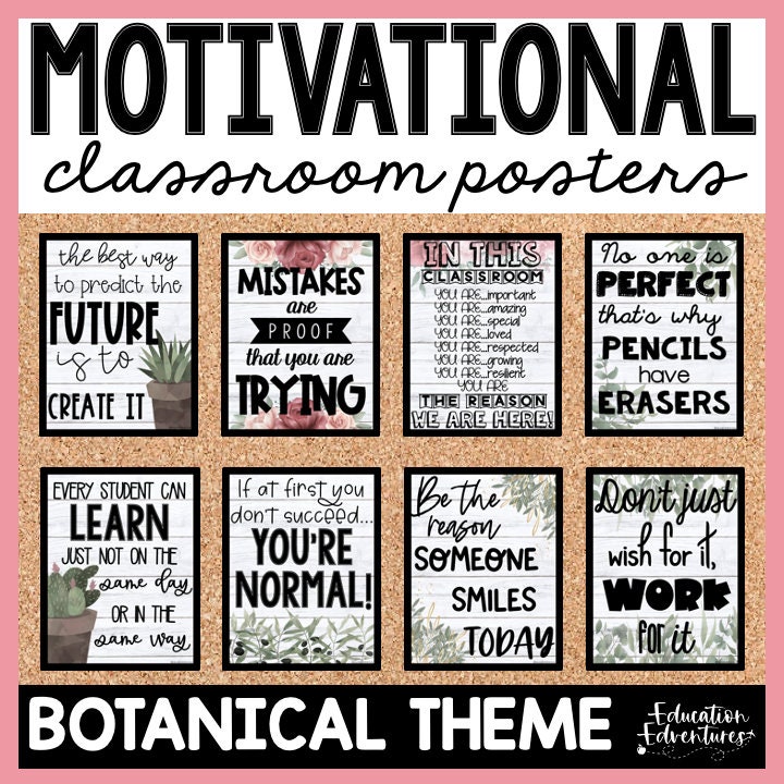 Motivational Classroom Posters Botanical Themed Classroom Decor - Etsy