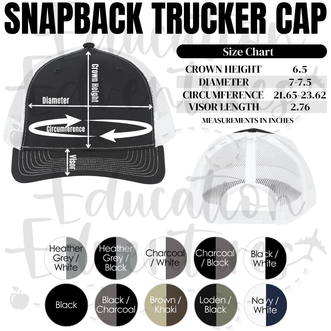 Snapback Trucker Cap Size Chart Color Chart, POD Product Listing Hats ...
