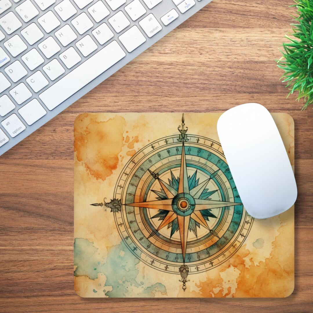 Vintage Compass Mouse Pad, Travel Theme Home & Living, Gift for ...