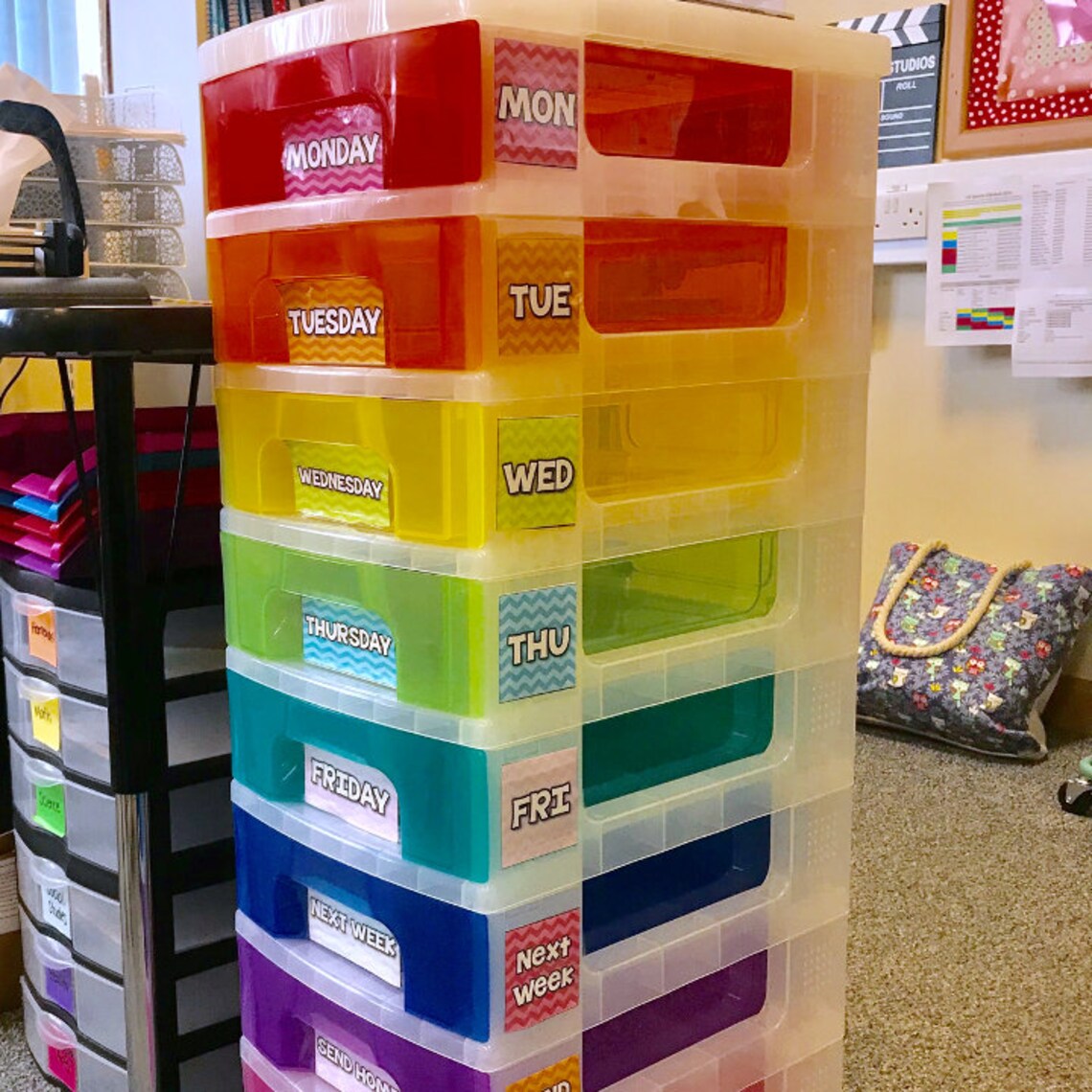Drawer Organizer Labels L Cart Labels Classroom Organization 6 Styles ...