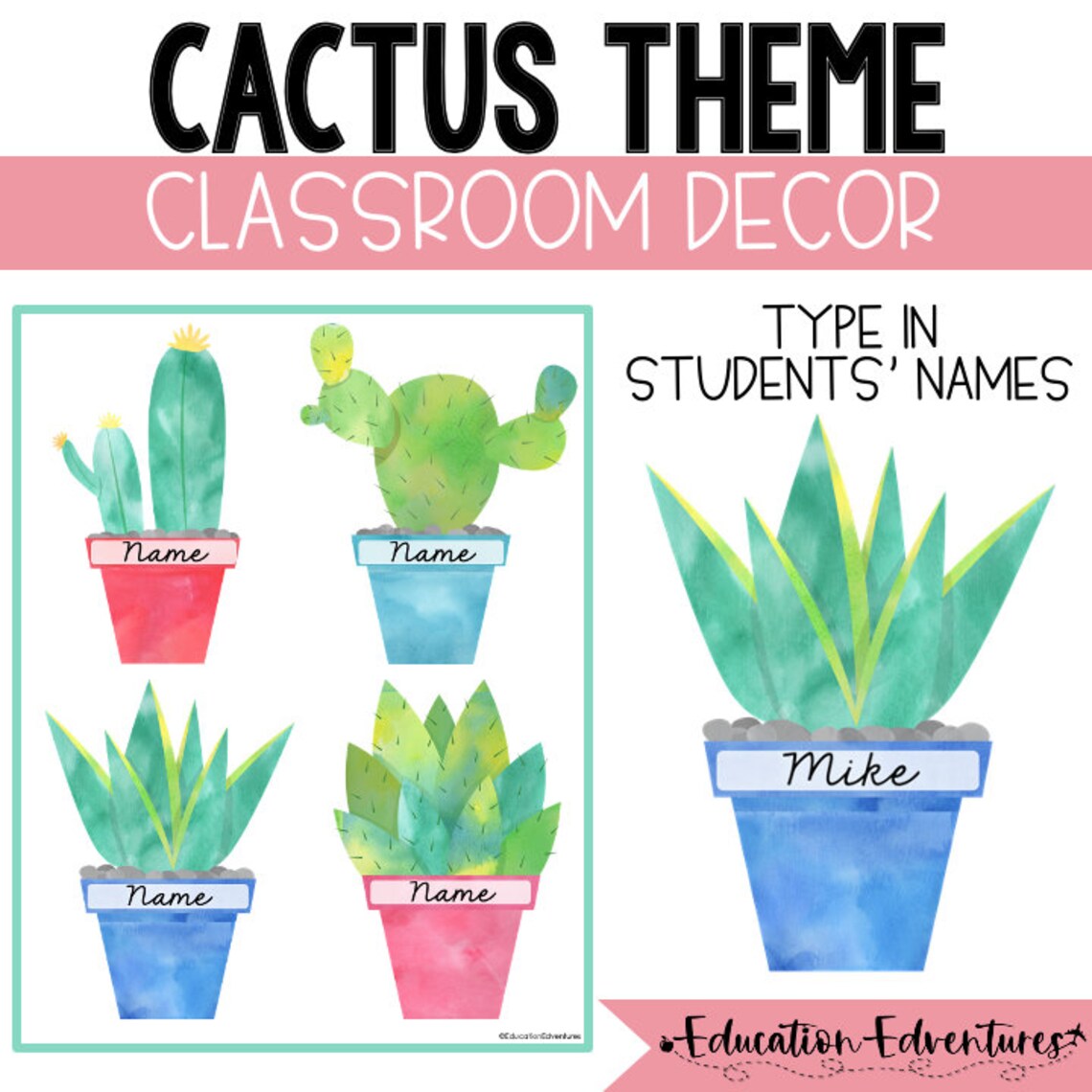 Cactus Classroom Door Display or Bulletin Board EDITABLE - Etsy