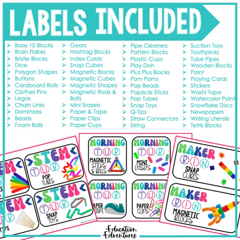 STEM Tub Labels for Your Maker Space | STEAM Tubs | EDITABLE Morning ...