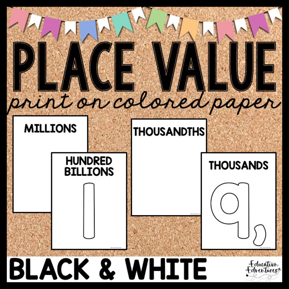 Place Value Chart EDITABLE Interactive Color & BW Posters - Etsy