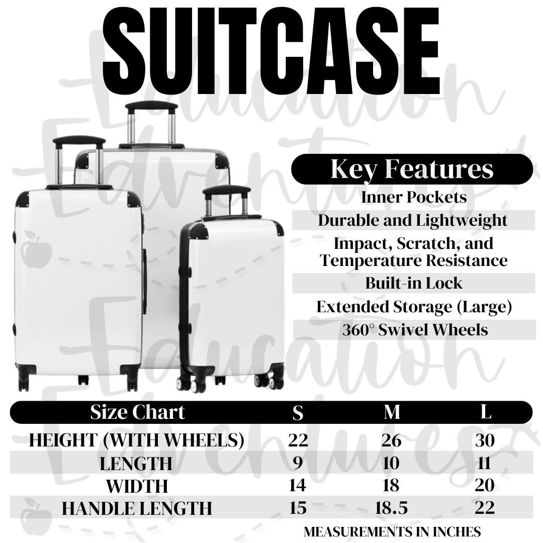 Suitcase Size Chart and Key Features, Printify POD Product Listing for ...