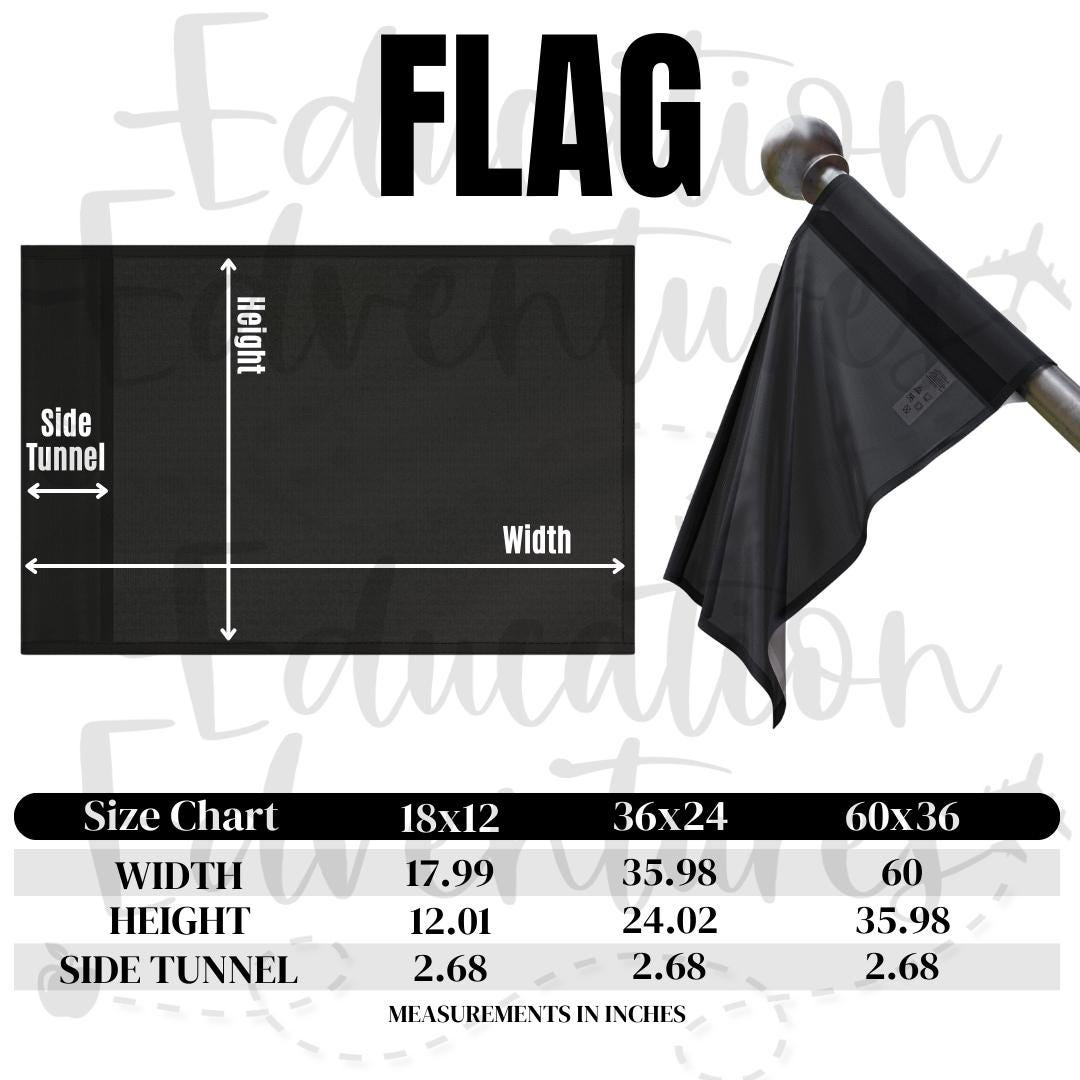 Flag by MWW on Demand Size Chart, POD Product Listing for Flags, Square ...