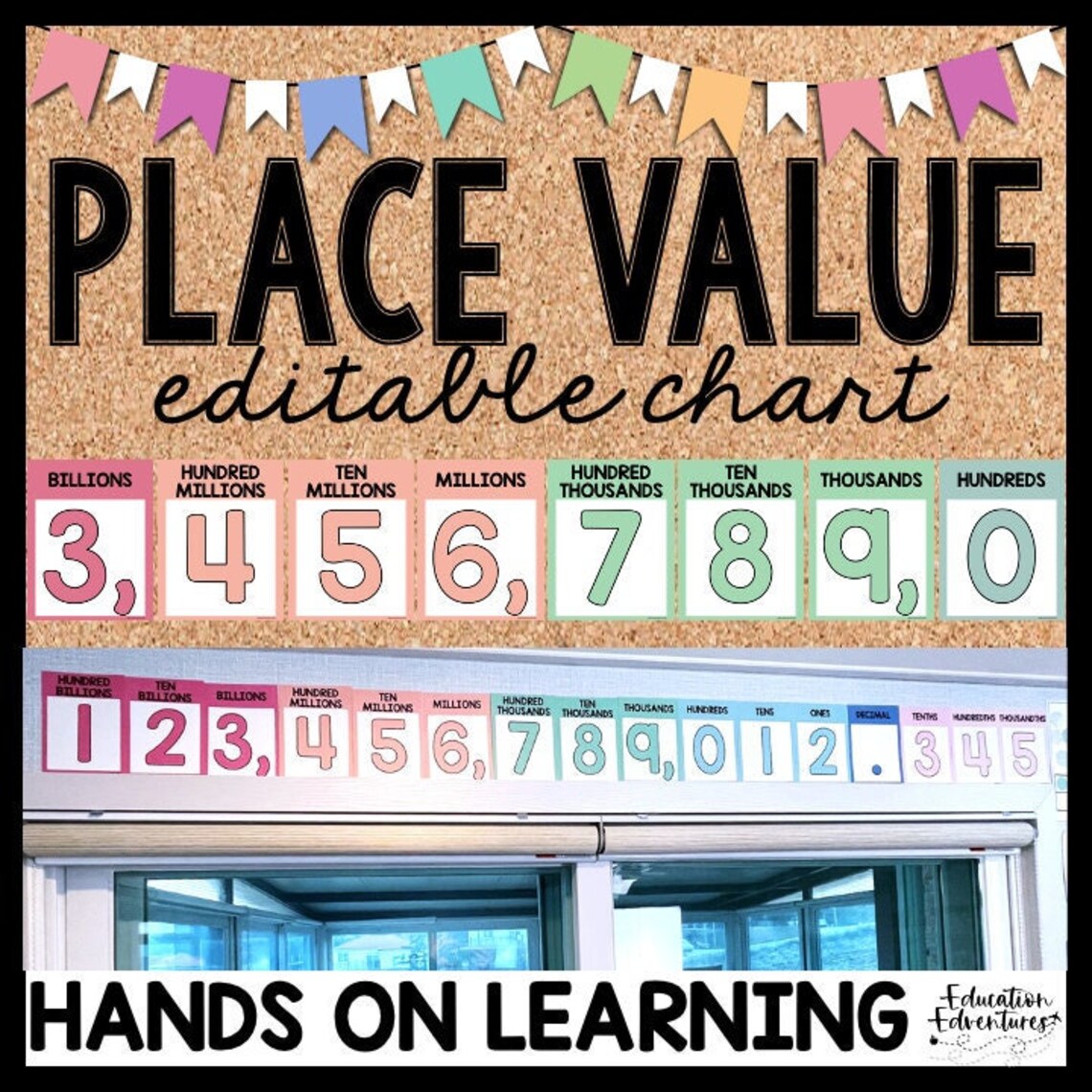 Place Value Chart EDITABLE Interactive Color & BW Posters - Etsy