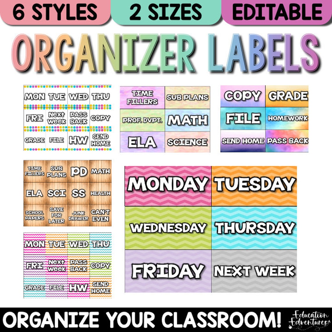 Drawer Organizer Labels L Cart Labels Classroom Organization 6 Styles ...