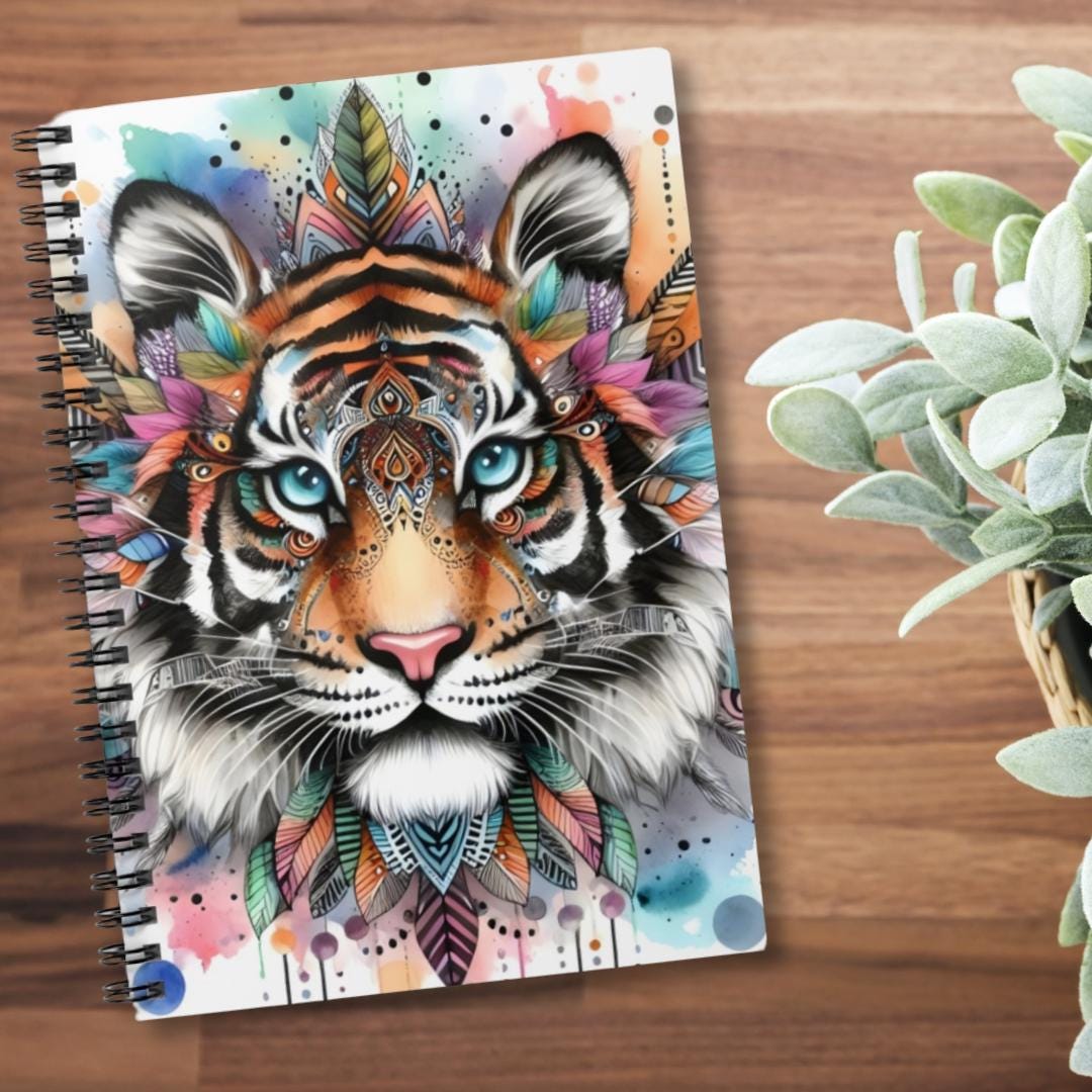 Tribal Tiger Journal Spiral Notebook - Ruled Line, Travel Theme Home ...