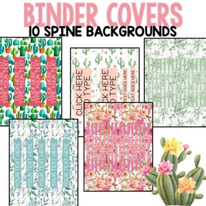Botanical Editable Binder Covers and Spines | Cactus Plant - Etsy