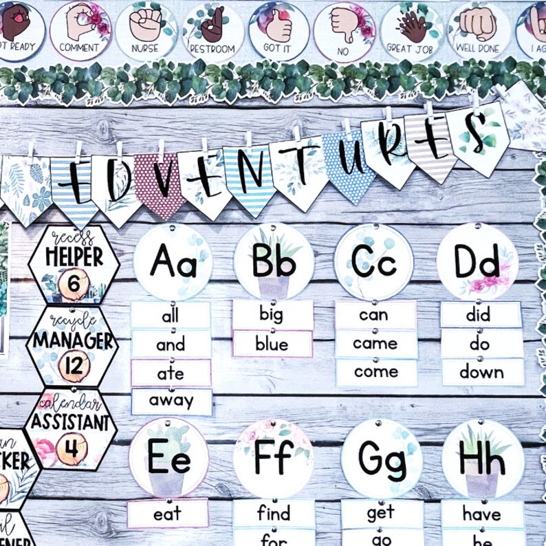 Botanical Editable Printable Bulletin Board Letters | Pennants Flags ...