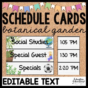 Botanical Daily Schedule Cards EDITABLE Visual Display - Etsy