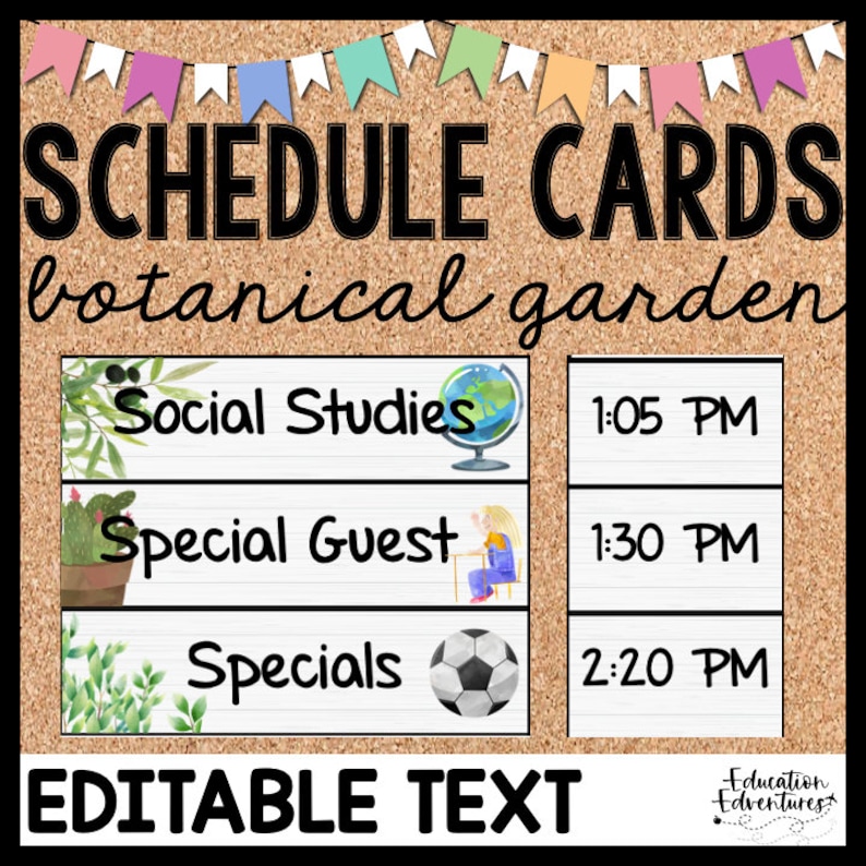 Botanical Daily Schedule Cards EDITABLE Visual Display - Etsy