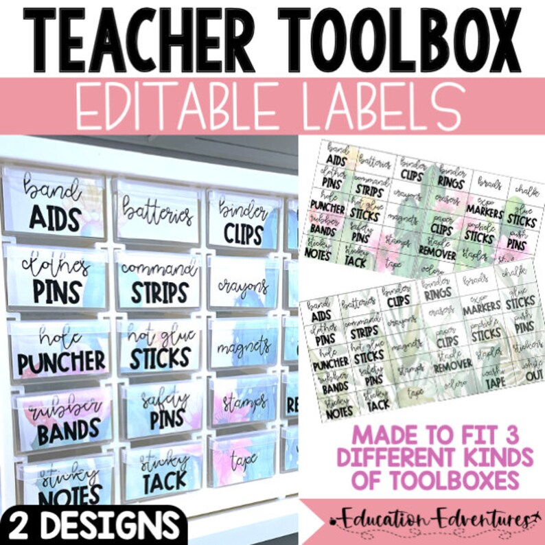 Botanical Teacher and Office Toolbox Labels EDITABLE Cactus - Etsy