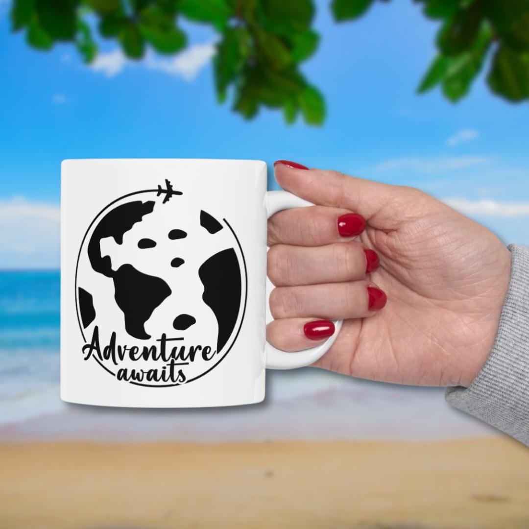 Adventure Awaits World Map Ceramic Coffee Mug | Travel Mug | Coffee Cup ...