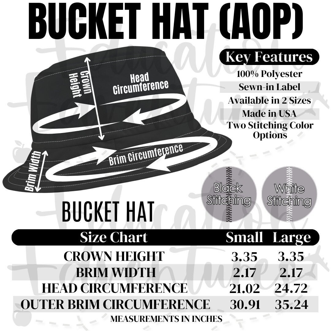 Bucket Hat (AOP) Size Chart and Key Features, Printify POD Product ...