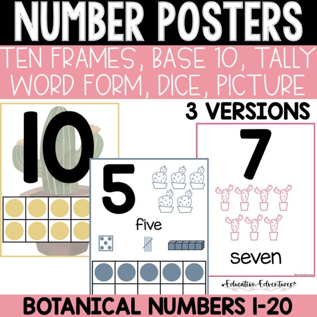 Botanical Ten Frame Number Posters | Tally Marks Base 10 Classroom ...