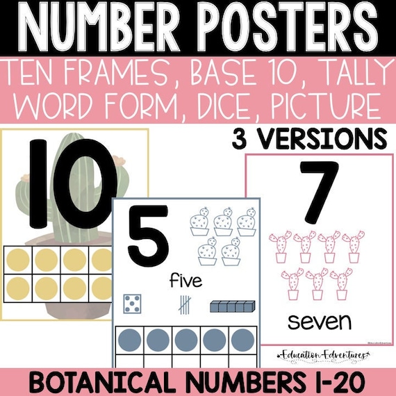 Botanical Ten Frame Number Posters Tally Marks Base 10 | Etsy