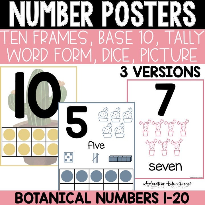 Botanical Ten Frame Number Posters | Tally Marks Base 10 Classroom ...