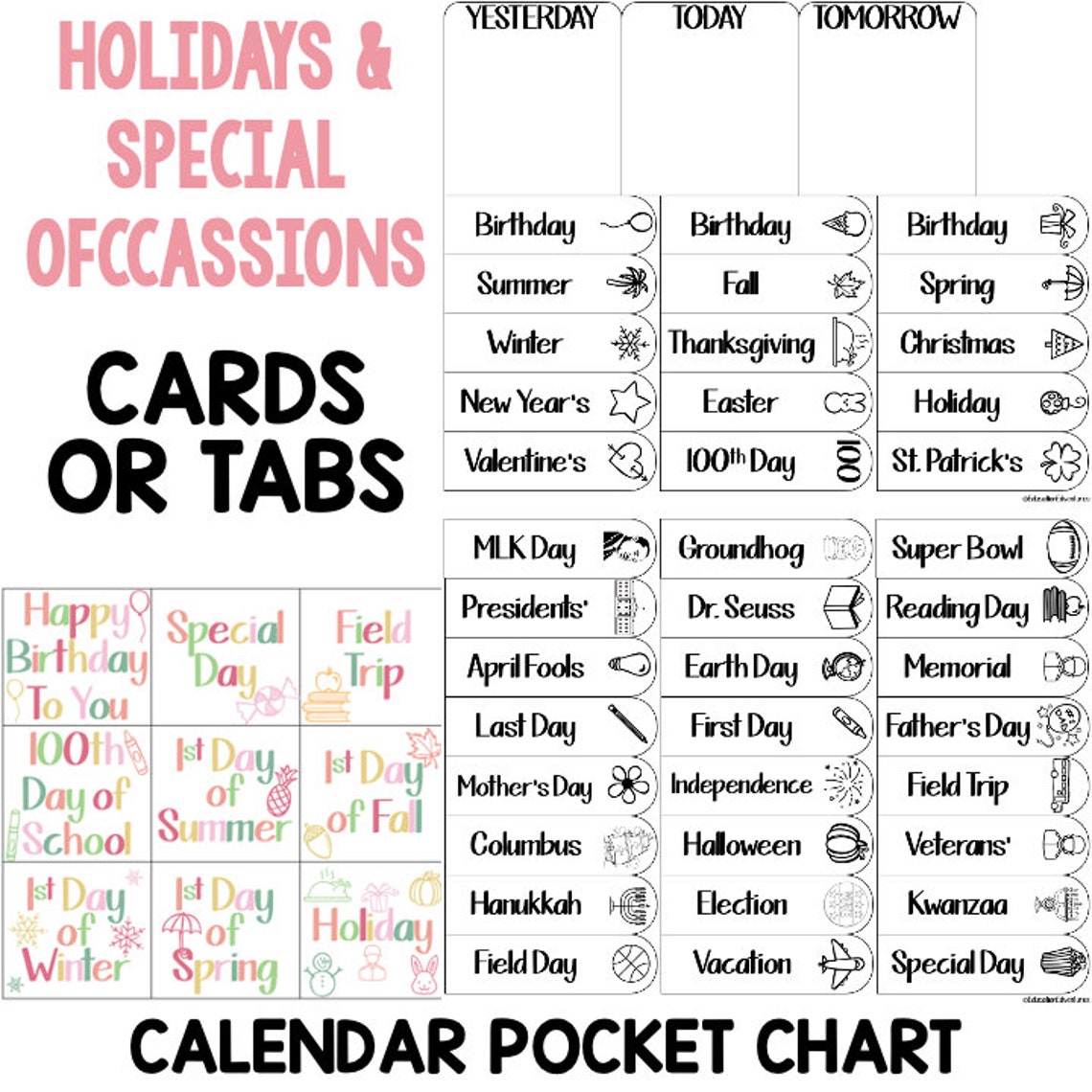 Botanical Pocket Chart Calendar & Flip Calendar and Weather - Etsy