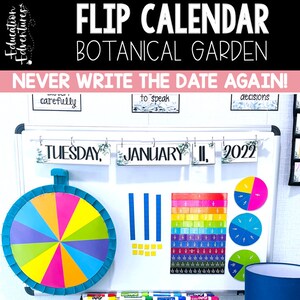 Botanical Pocket Chart Calendar & Flip Calendar and Weather EDITABLE ...