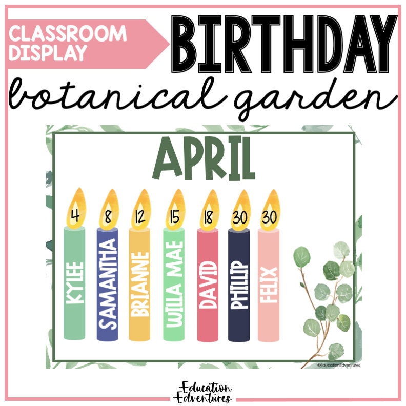Botanical Classroom Birthday Chart Printables Display - Etsy