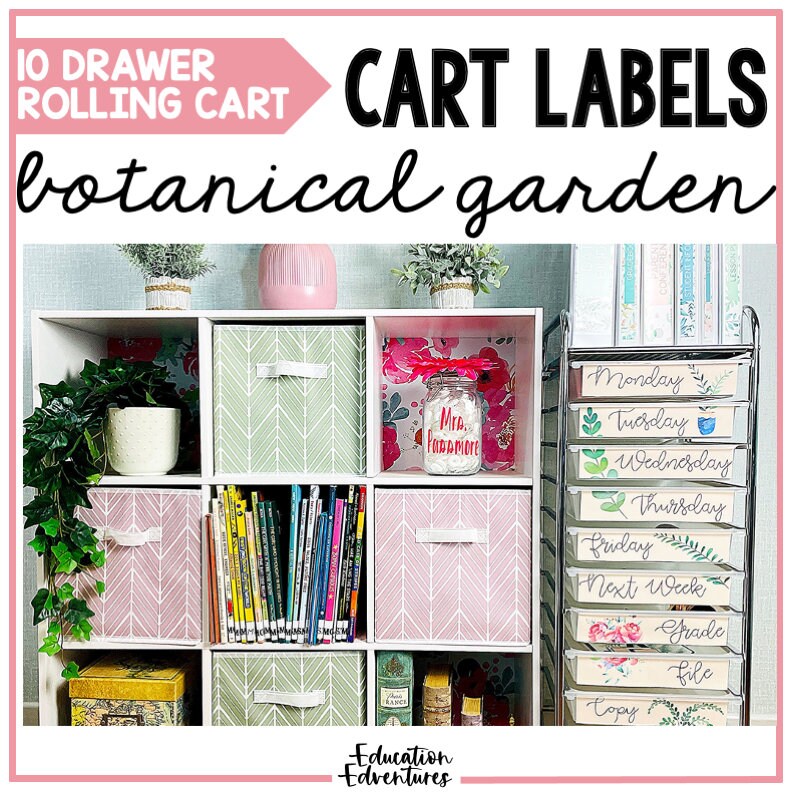 Botanical Rolling Cart Labels Classroom Decor EDITABLE - Etsy